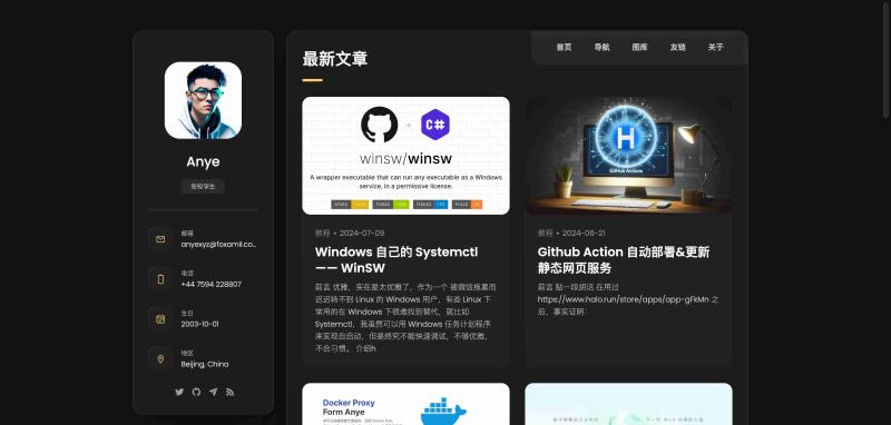 应用：Theme vCard4 - Halo - 强大易用的开源建站工具